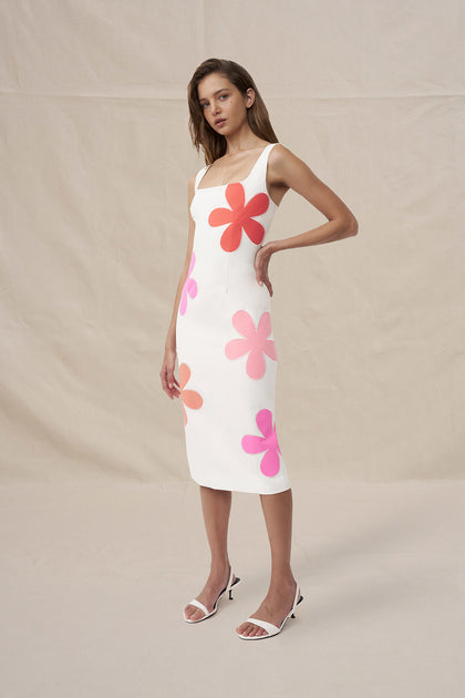 Luella Flower Midi Dress - Ivory Multi – BY JOHNNY.