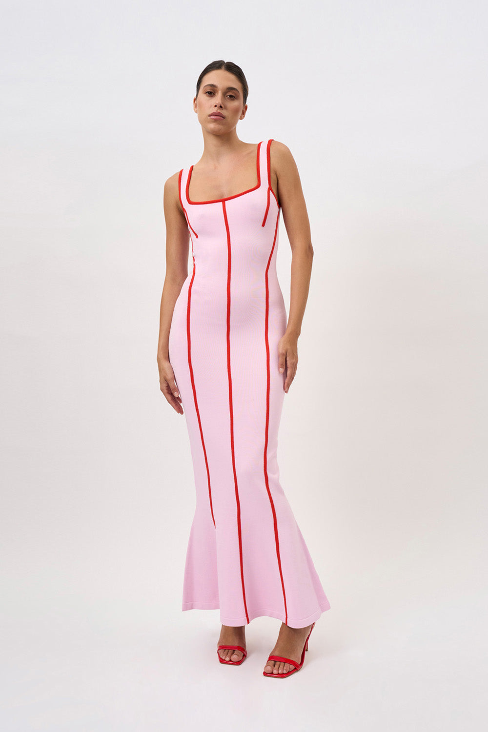 Belle Contrast Pipe Knit Dress | Final Sale - Pink Red – BY JOHNNY.