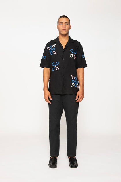 Conrad Geo Embroidery Shirt | Final Sale - Black – BY JOHNNY.