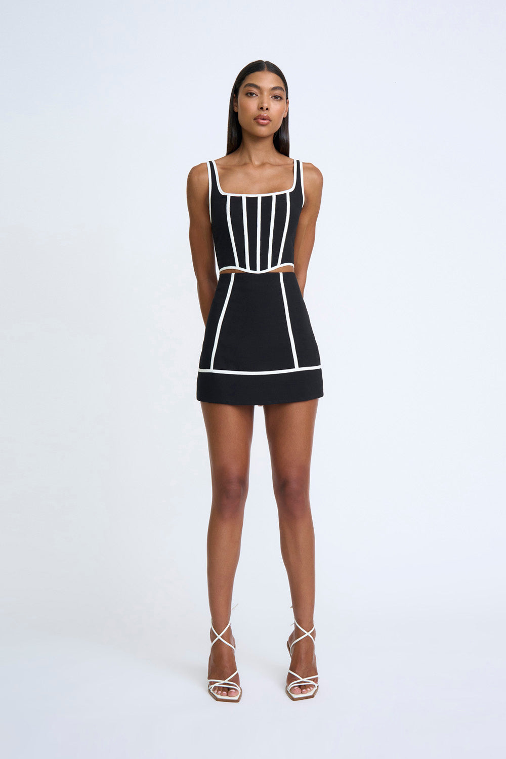 Contrast Pipe Mini Skirt | Final Sale - Black Ivory – BY JOHNNY.