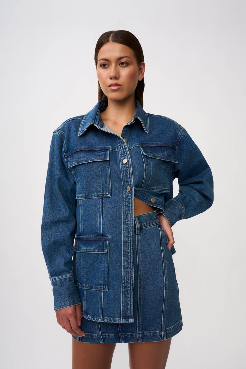 Della Denim Panel Mini Skirt | Final Sale - Blue Wash – BY JOHNNY.