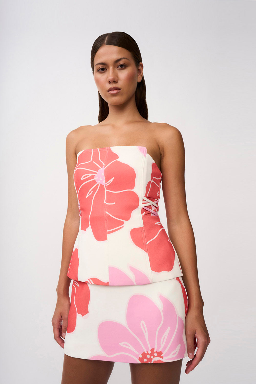 Heidi High Waist Mini Skirt | Final Sale - Pink Red Ivory – BY JOHNNY.