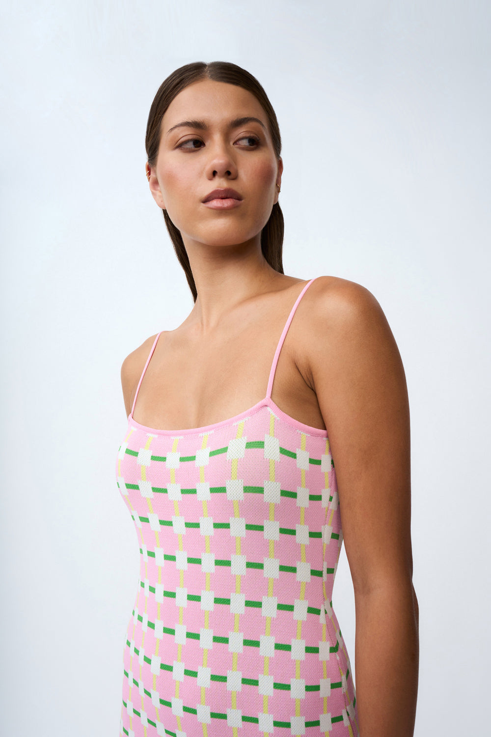 Remy Checker Knit Midi Dress | Final Sale - Pink Green Yellow – BY JOHNNY.