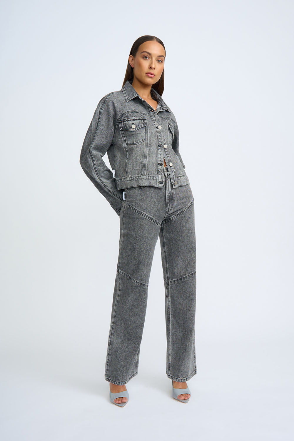 Rebel Crop Denim Jacket | Final Sale - Grey Stone Wash – BY JOHNNY.